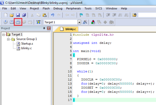 Create New Keil Project for ARM7 LPC2148